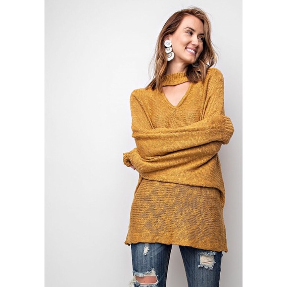 Sweaters | Mock V Neck Keyhole Sweater | Poshmark